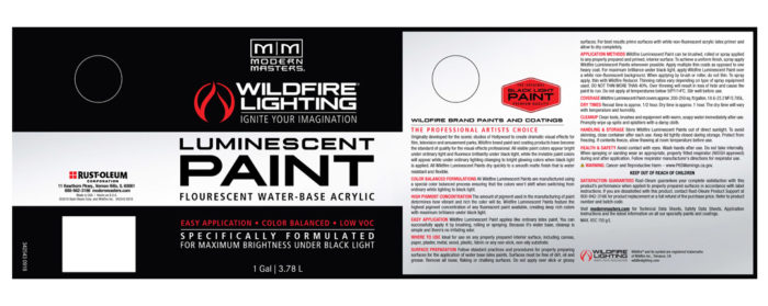 Wildfire Visible Luminescent Paints | Acrylic Black Light Paints